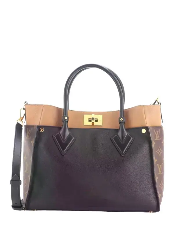 LOUIS VUITTON On My Side Leather With Monogram Canvas Mm Tote Bag - Black