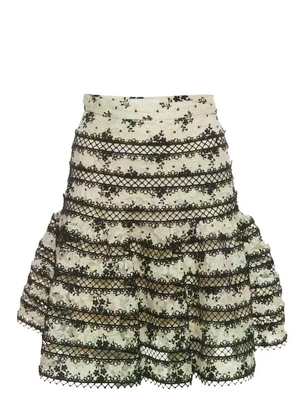 Zimmermann Embroidered Lace-trim Mini Skirt - Neutrals