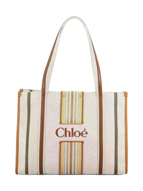 Chloé Small Woody Loop Tote Bag In Canvas - Neutrals