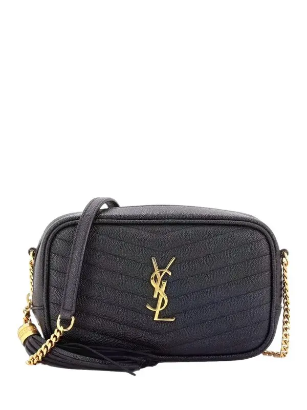Saint Laurent Lou Camera Bag Matelasse Chevron Leather Mini Crossbody Bag - Black