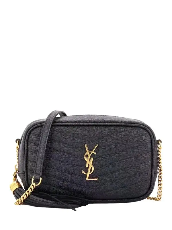 Saint Laurent Lou Camera Bag Matelasse Chevron Leather Mini Crossbody Bag - Black