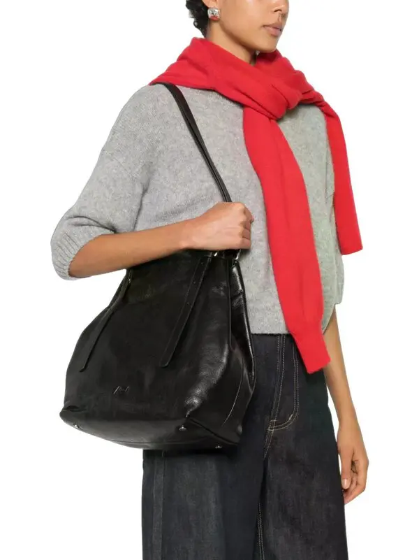 AUTENTICA 504 Galatea Pebbled-leather Shoulder Bag - Black