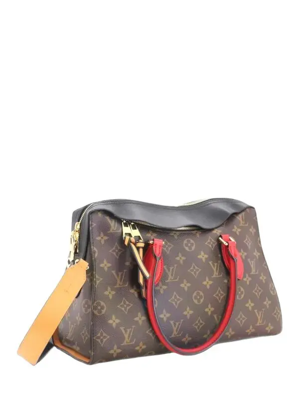 LOUIS VUITTON Tuileries Handbag Monogram Canvas With Leather Satchel - Black
