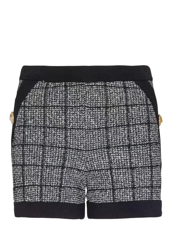 Balmain Button Check Shorts - Grey