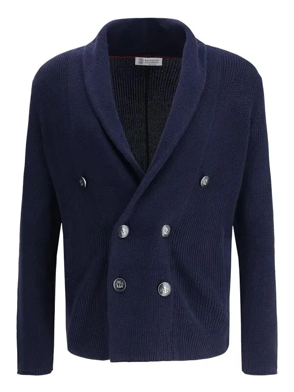 Brunello Cucinelli Cardigan With A Shawl Collar - Blue
