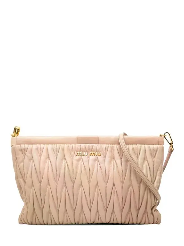 Miu Miu 2010-2026 Matelasse Nappa Frame Clutch With Strap Crossbody Bag - Brown
