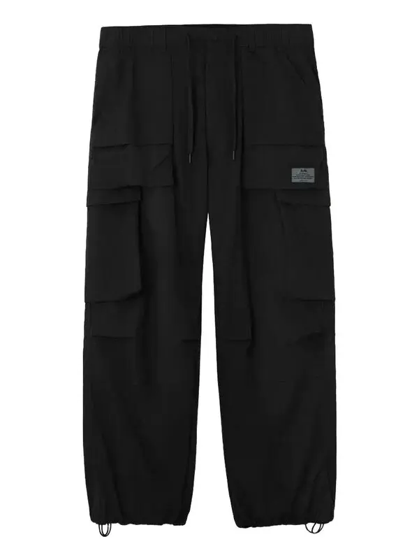 AFTERMATHS Logo-patch Wide-leg Cargo Pants - Black