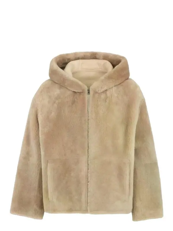 YVES SALOMON Hooded Shearling Jacket - Neutrals
