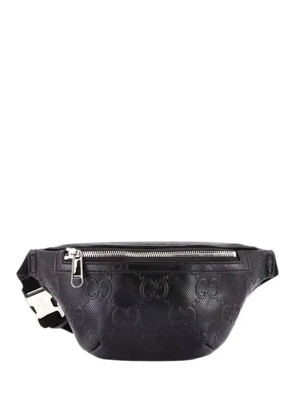 Gucci Gg Embossed Perforated Leather Small Belt Bag - Black