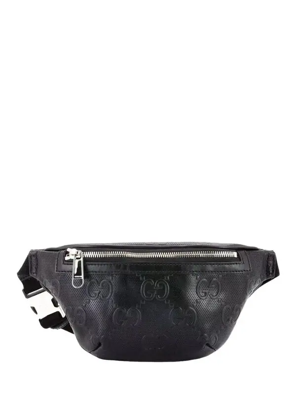 Gucci Gg Embossed Perforated Leather Belt Bag - Black