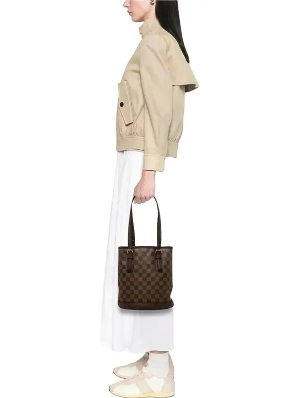 LOUIS VUITTON 2002 Damier Ebene Marais Bucket Bag - Brown