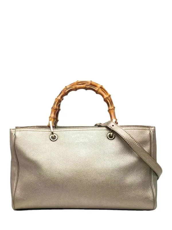Gucci 2016-2025 Medium Calfskin Bamboo Shopper Satchel - Gold