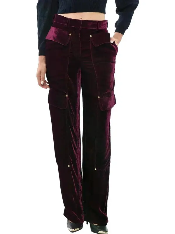 Stella McCartney Velour Cargo Pants - Red