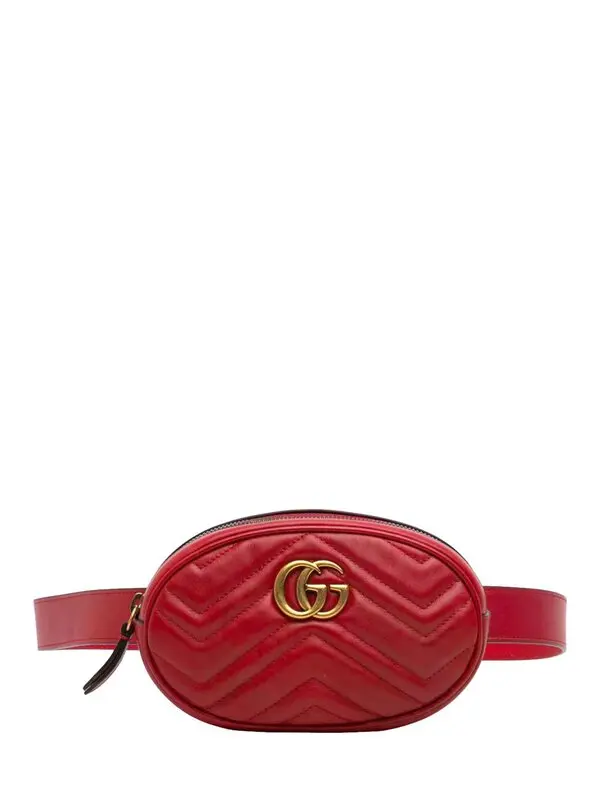 Gucci 2016-2026 Gg Marmont Matelasse Calfskin Belt Bag - Red