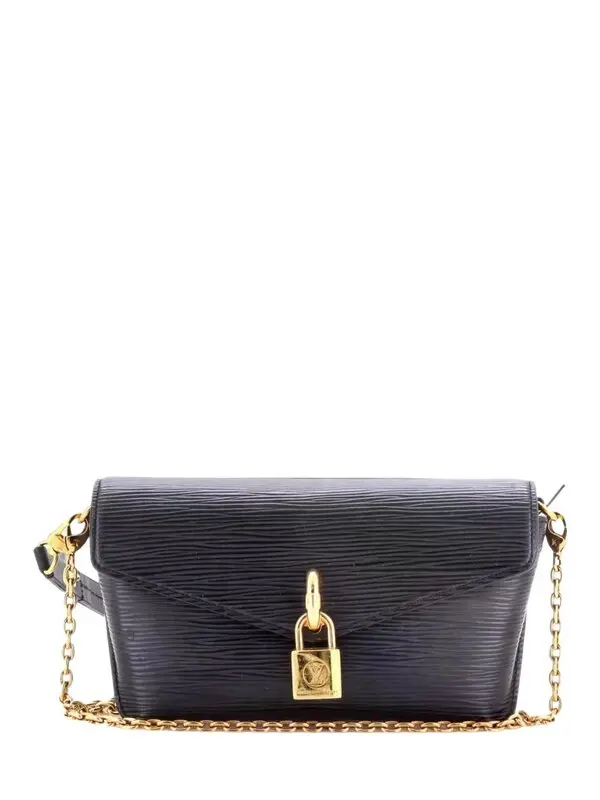 LOUIS VUITTON Padlock On Strap Handbag Epi Leather Crossbody Bag - Black