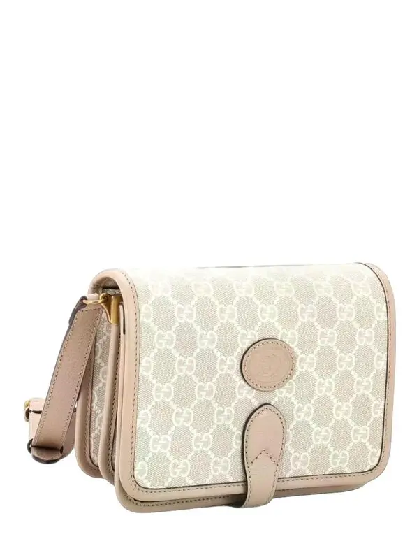 Gucci Interlocking G Patch Messenger Bag Gg Coated Canvas Mini Crossbody Bag - Neutrals