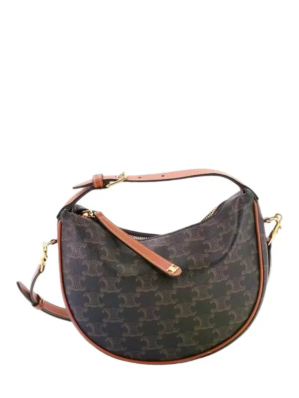 Celine Lulu Bag Triomphe Coated Canvas Teen Hobo Bag - Brown