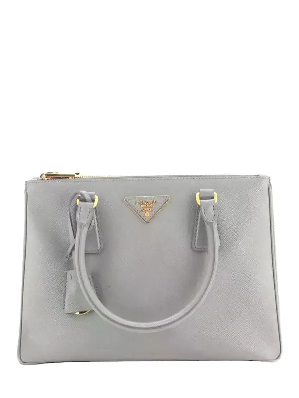 Prada Galleria Double Zip Saffiano Leather Small Tote Bag - Grey