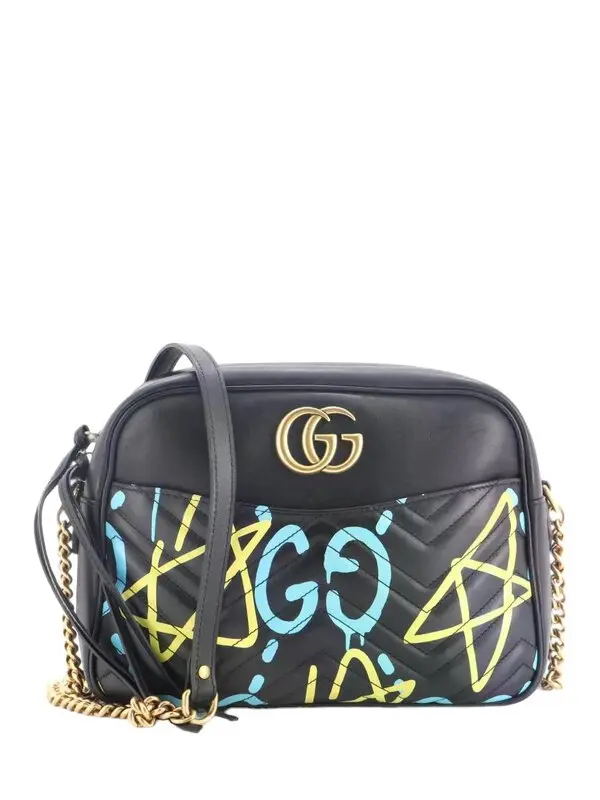 Gucci Gg Marmont Guccighost Matelasse Leather Medium Shoulder Bag - Black