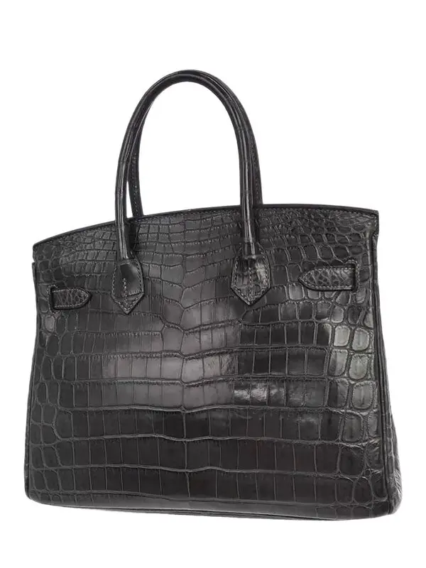 Hermès 2012 Birkin 30 Crocodile Leather Tote Bag - Black