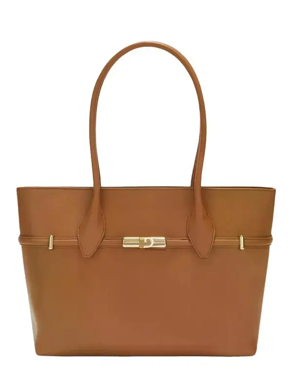 Furla Twist-lock Leather Tote Bag - Brown