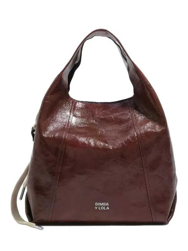 Bimba Y Lola Medium Leather Paper Bag With Shoulder Strap - Brown