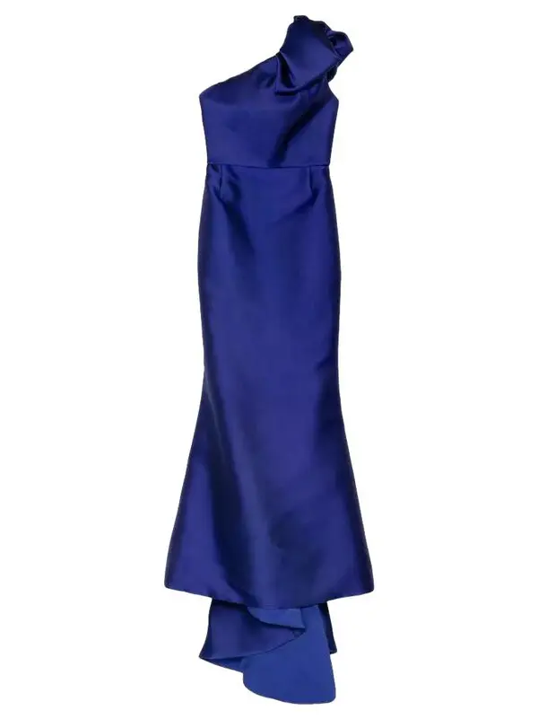 Marchesa Bow-detail Asymmetric Gown - Purple
