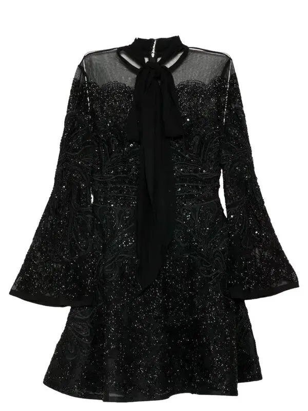 Elie Saab Embellished Tulle Dress - Black