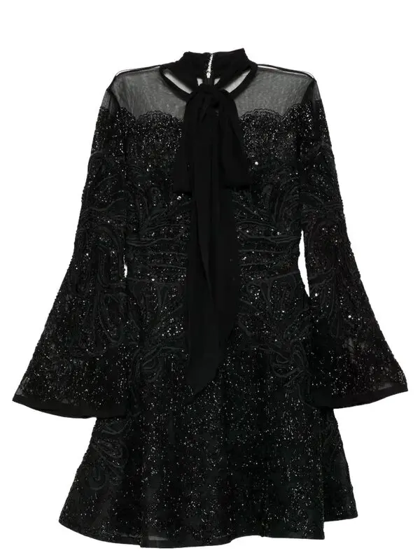 Elie Saab Embellished Tulle Dress - Black