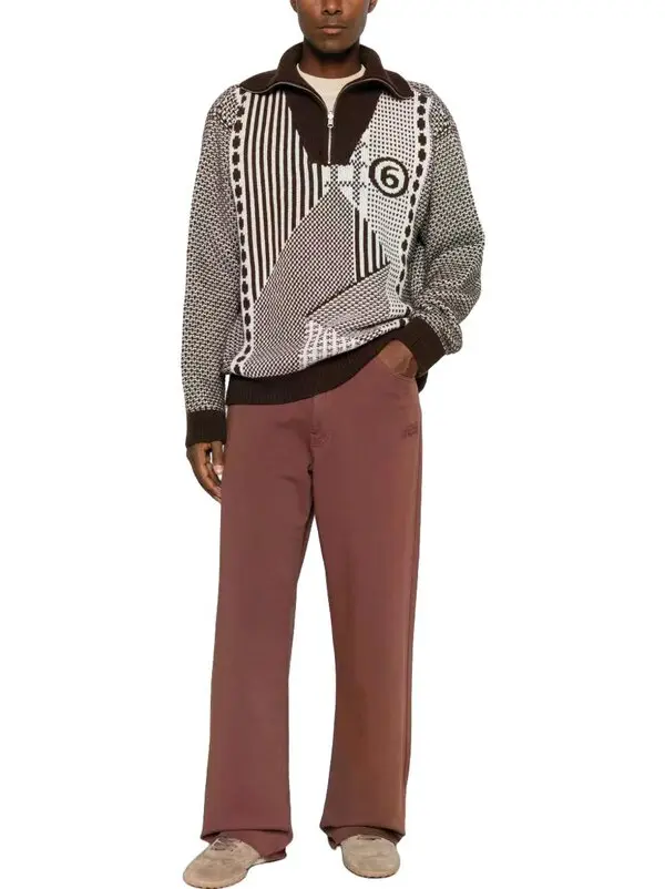 MAISON MARGIELA Logo-embroidered Wide-leg Trousers - Brown