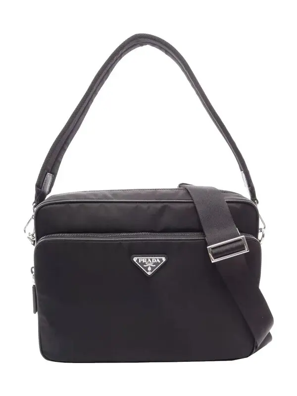 Prada 2013-2026 Saffiano Trimmed Tessuto Satchel - Black