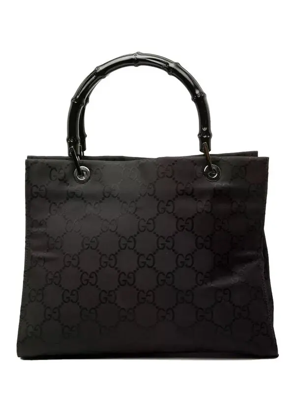 Gucci 2000-2015 Gg Nylon Bamboo Satchel - Black