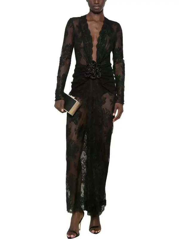 Dolce & Gabbana Floral-lace Floral-appliqué Dress - Black