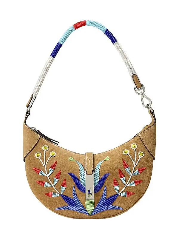 Polo Ralph Lauren Prl X Topa Wild Blossom Polo Id Beaded Suede Convertible Shoulder Bag - Clay/tan