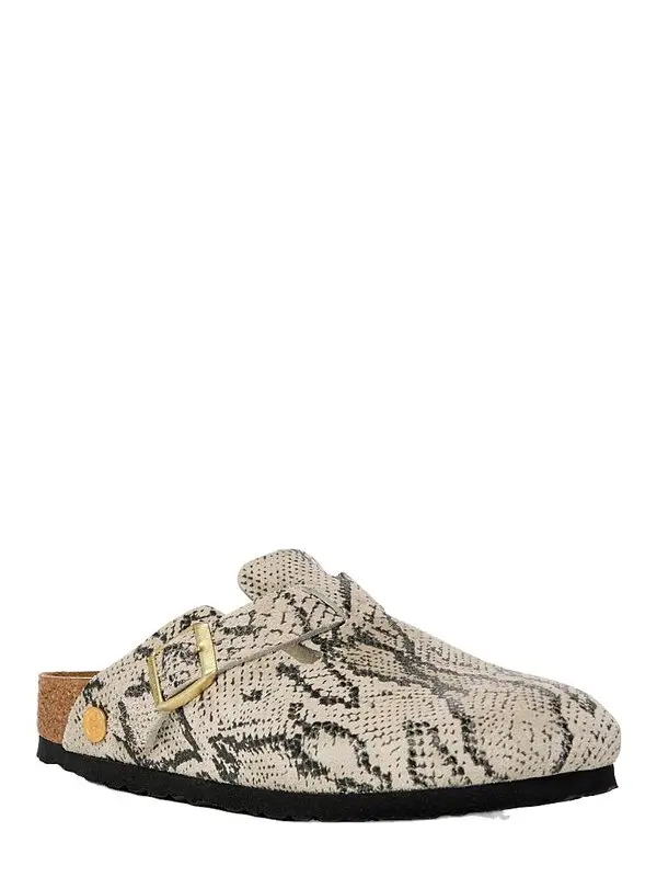BIRKENSTOCK Boston Printed Suede Clogs - Oyster