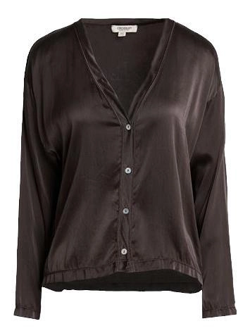 Crossley Silk Blend V-neck Shirt - Brown