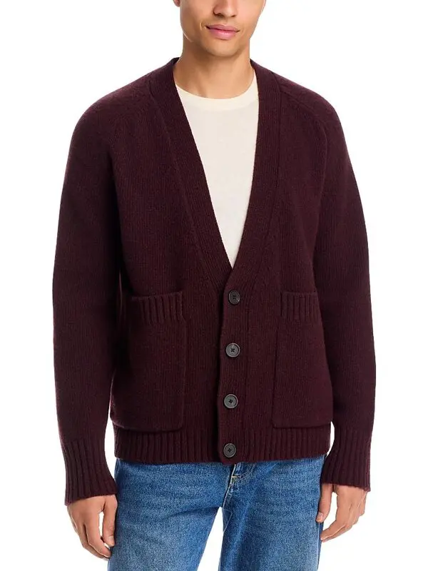 Studio Nicholson Lambs Wool V-neck Cardigan - Grape
