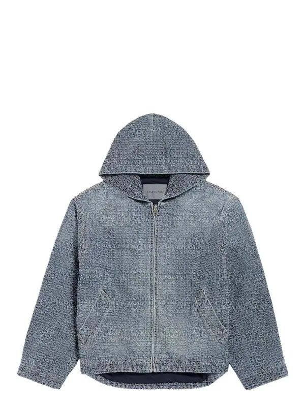 Balenciaga Hooded Denim Cotton Jacket - Blue