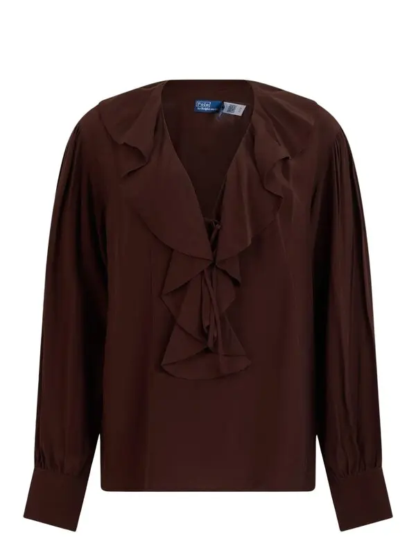 Polo Ralph Lauren Ruffled Long-sleeve Top - Brown