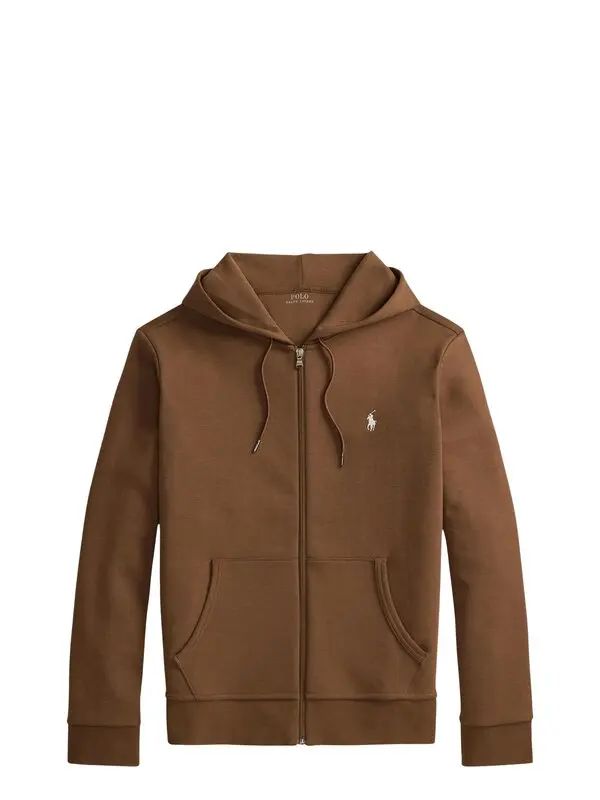 Polo Ralph Lauren Double Knit Full Zip Hooded Sweatshirt - Brown