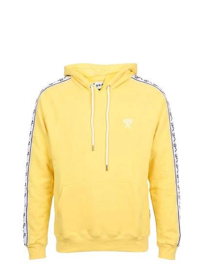 BERNA Cotton Terry Hoodie With Side Seam Stripes - Yellow