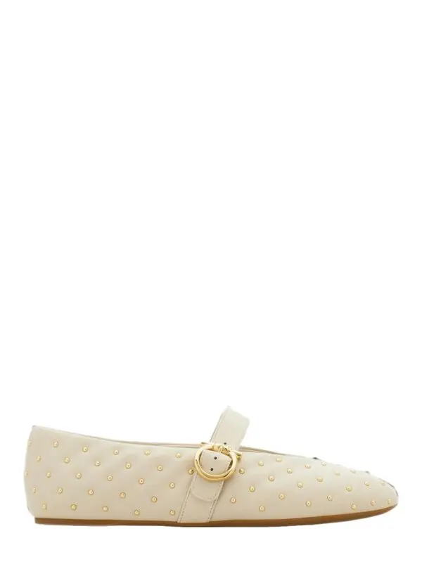 FERRAGAMO Leather Quilted Ballet Flats - White
