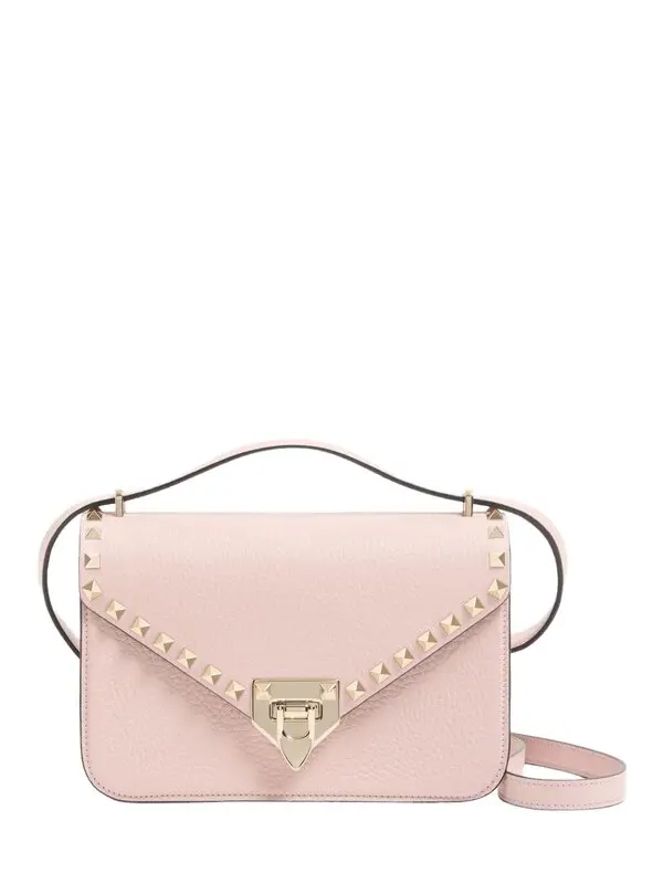 Valentino Garavani Rockstud Suede Leather Shoulder Bag - Pink