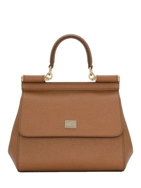 Dolce & Gabbana Sicily Medium Leather Handbag - Beige