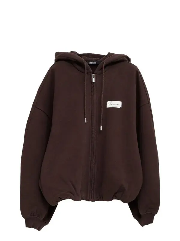 Jacquemus Logo Cotton Hoodie - Brown