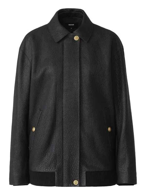 Mackage Rosemary-pb Pebble Leather Jacket - Black