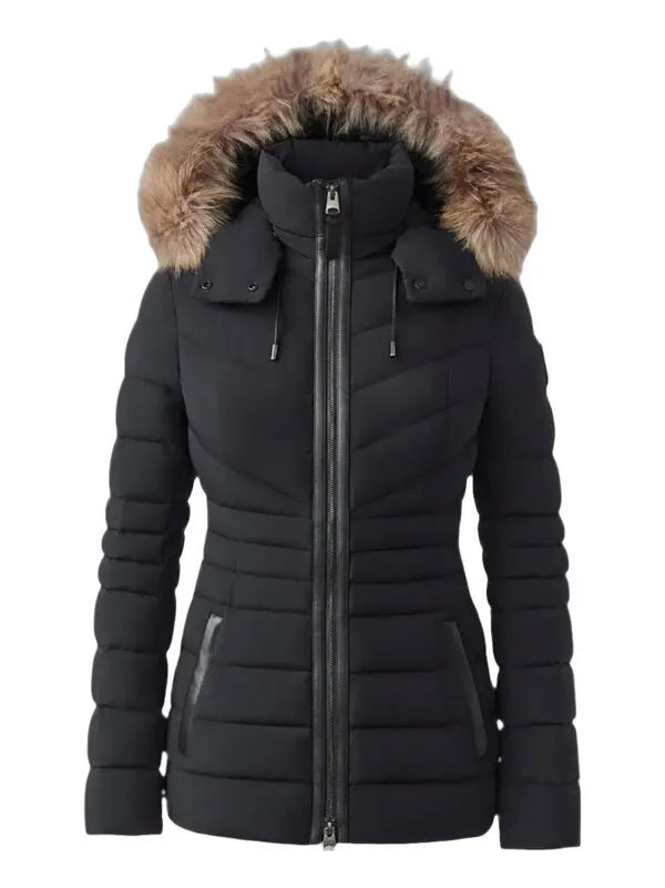 Mackage Patsy-fz Manteau Agile 360 En Duvet Avec Col En Fourrure Naturelle - Black