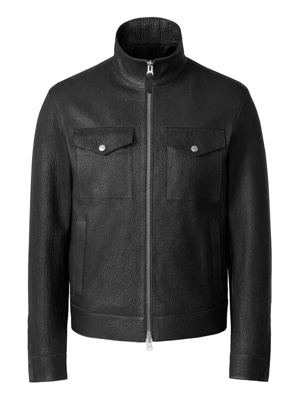 Mackage Otto-pb Pebble Leather Jacket - Black