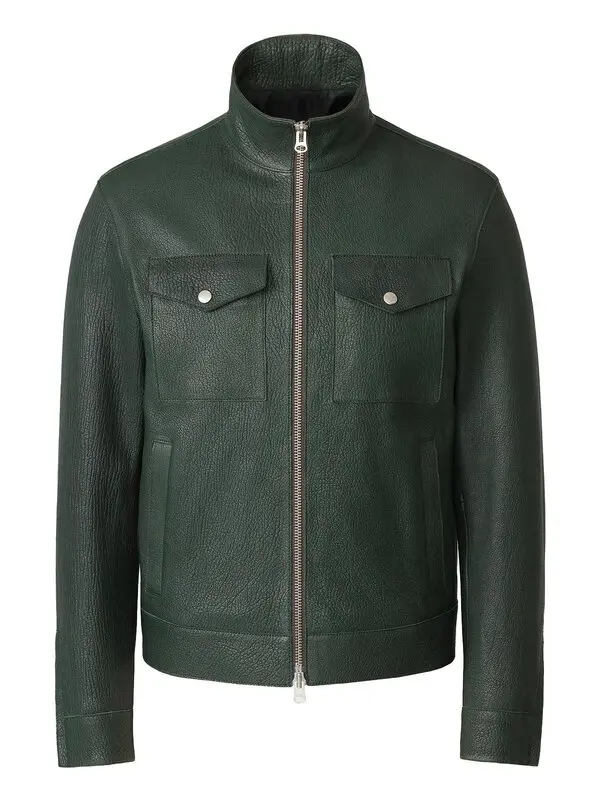 Mackage Otto-pb Pebble Leather Jacket - Evergreen
