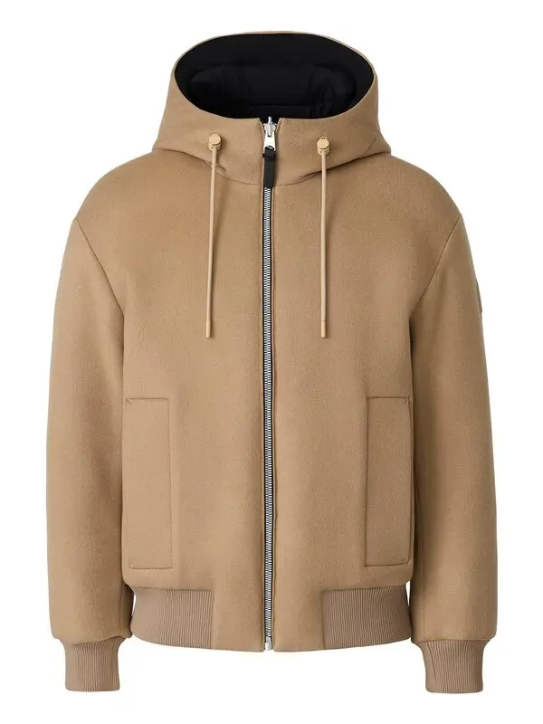 Mackage Niko Reversible Hooded Wool Down Jacket - Light Camel-black